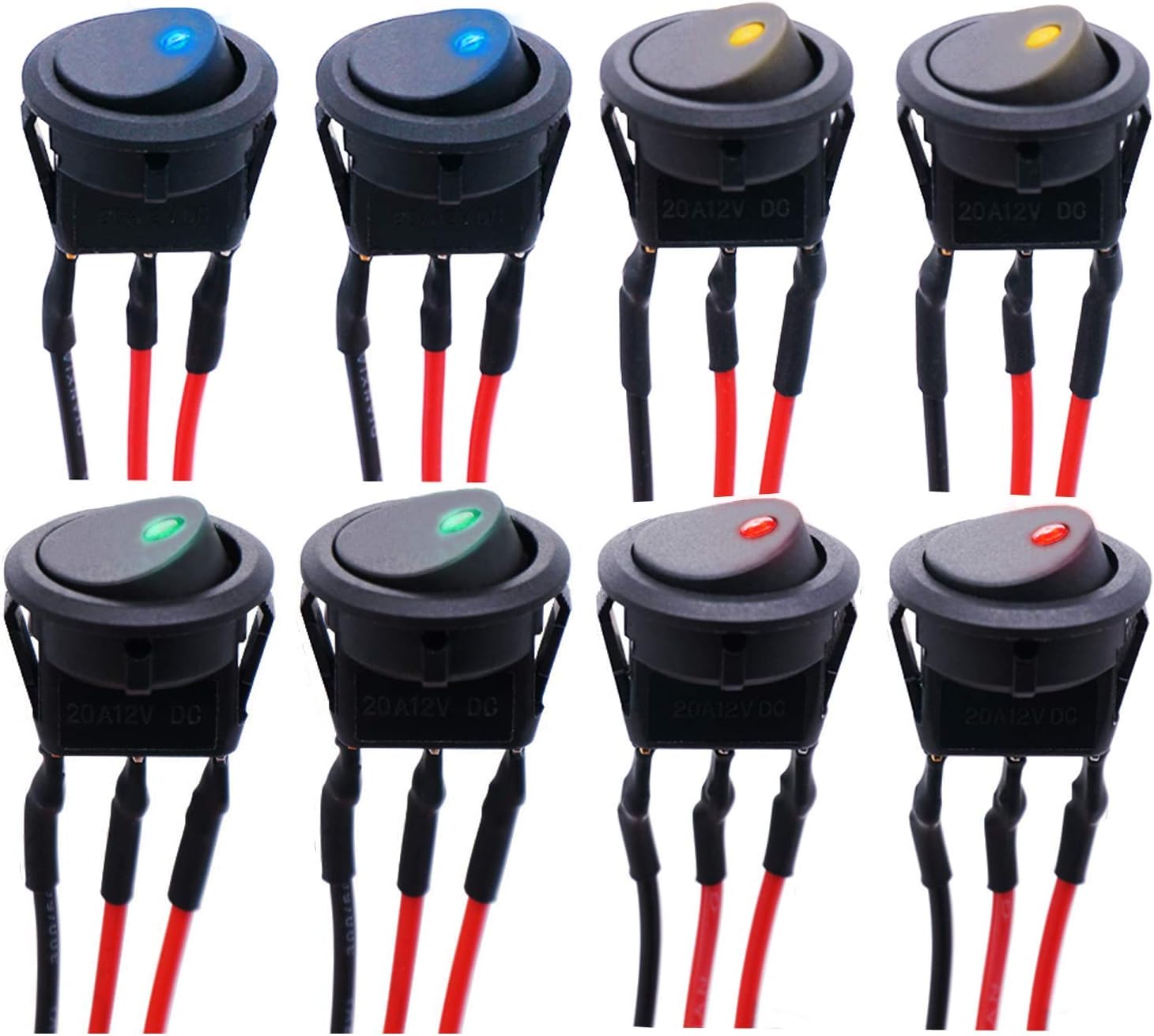 8PCS Rocker Switch,Car Switch 12V with LED Light, Mini Toggle Switch On ...
