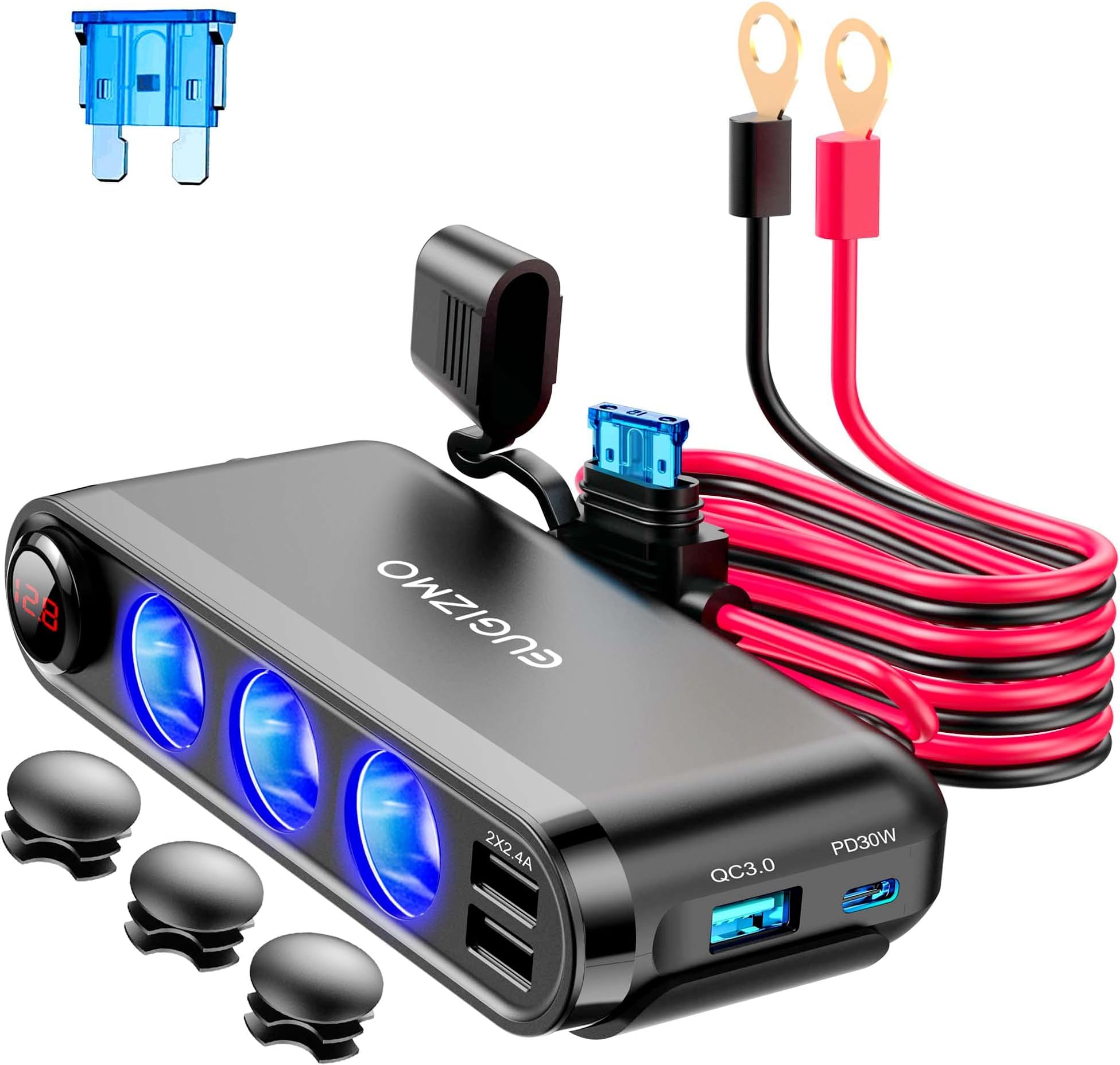 Amazon.com: EUGIZMO 12V Car Cigarette Lighter Socket, 200W 3 Socket ...