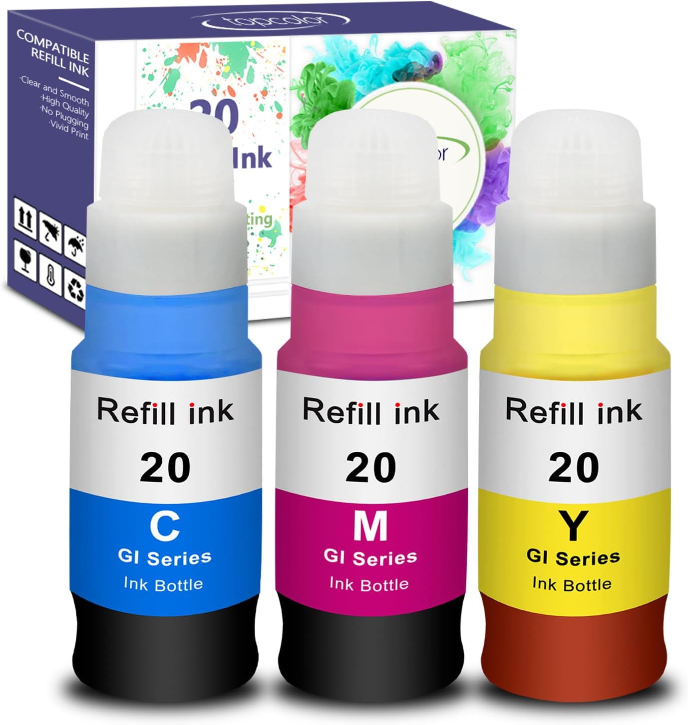 Amazon.com: Pristar GI-20 Ink Bottles G6020 G7020 G5020 Ink Refill ...