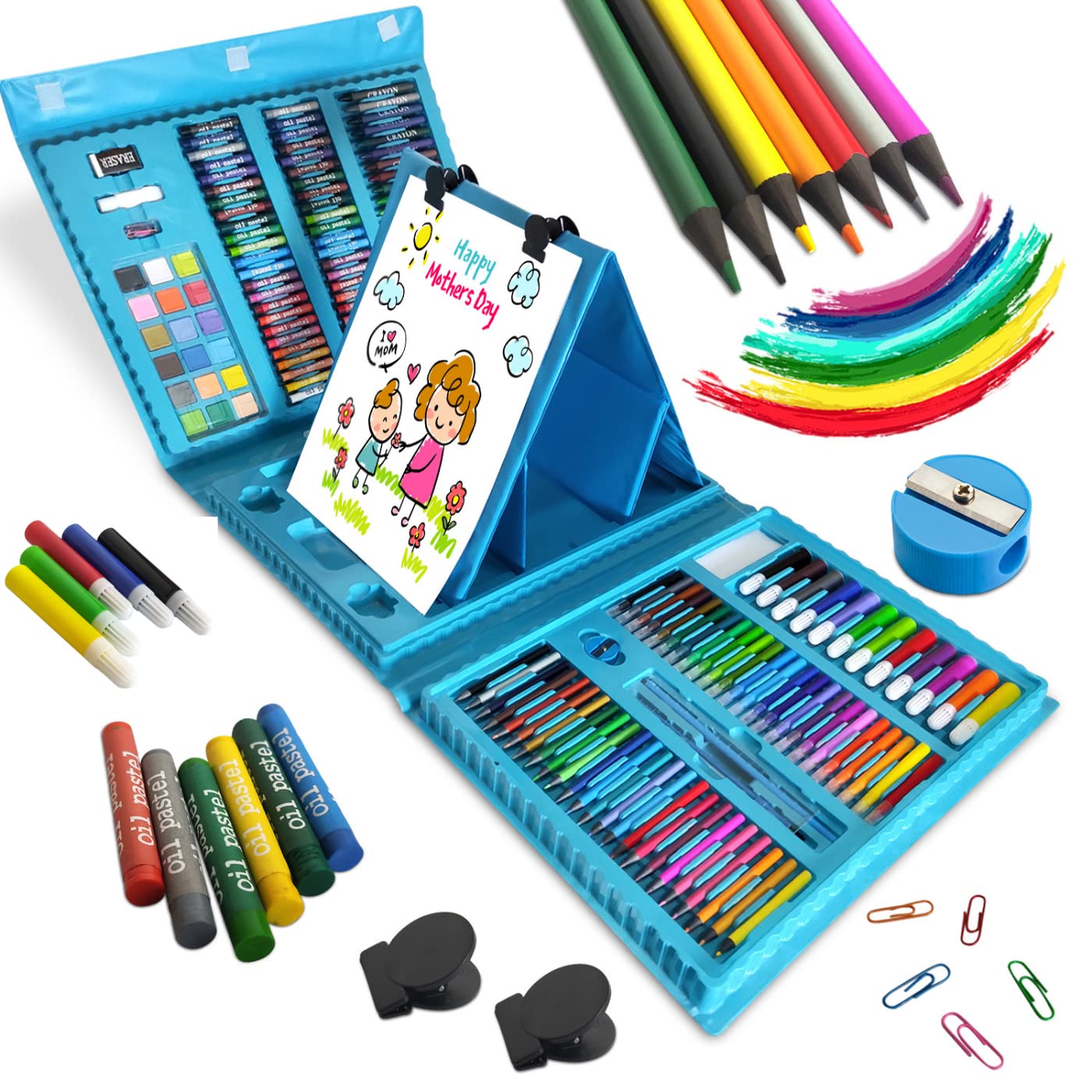 Buy Art Sketch kit - 208 Pieces Double Sided Trifold Easel Art Set ...