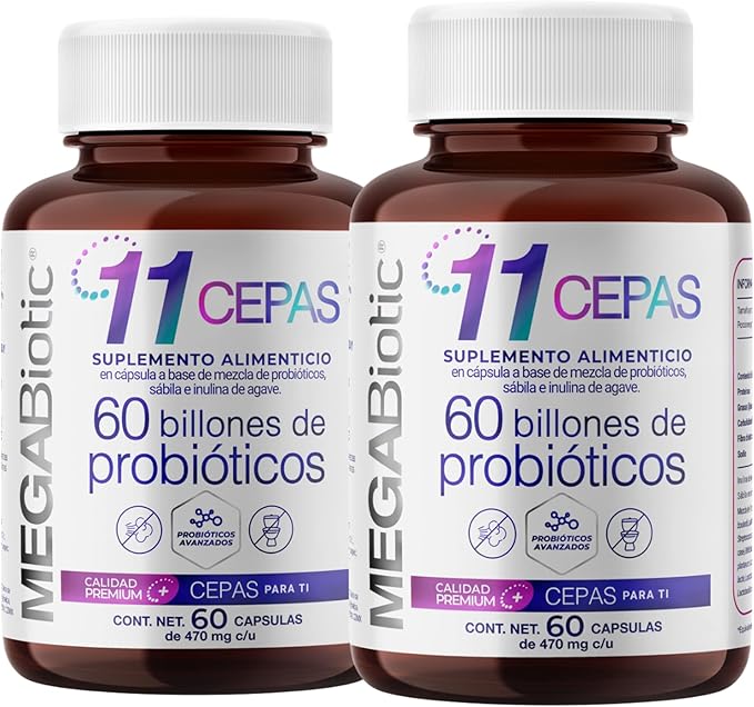 Paquete de 2 Probioticos 60 Billones 11 Cepas para 120 Días. MegaBiotic ...