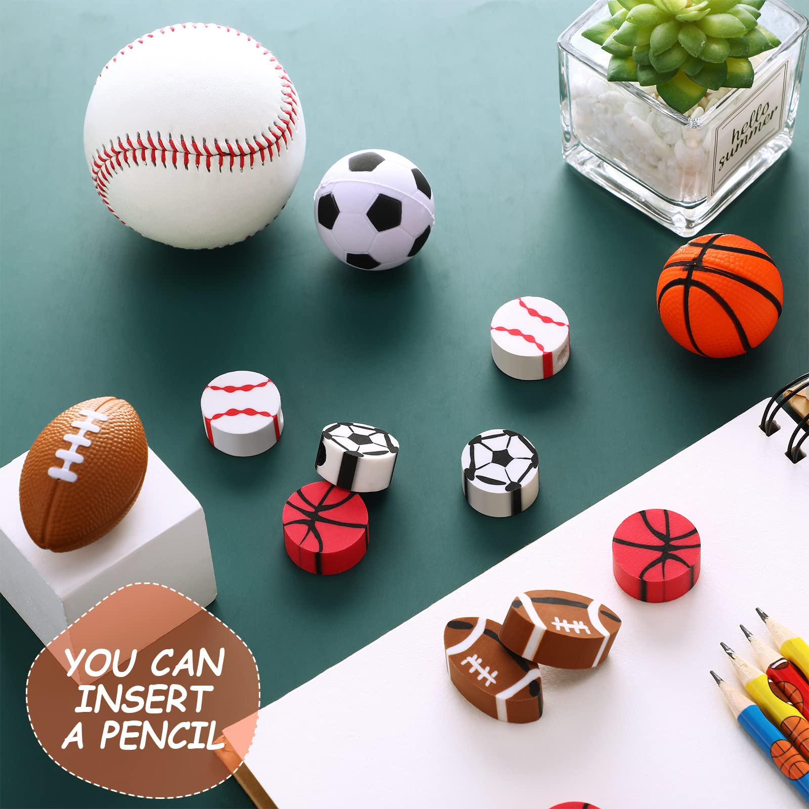 Snapklik.com : 32 Pieces Sport Erasers Basketball Soccer Football ...
