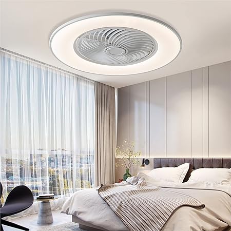Amazon.com: CHANFOK Low Profile Ceiling fan with Light - Modern Flush ...