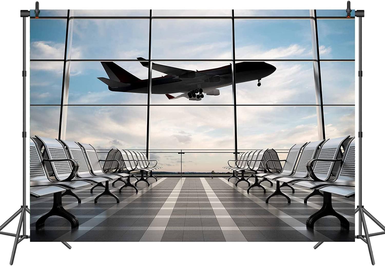 Amazon.com : Airport Terminal Backdrop Airplane Airport Departure ...