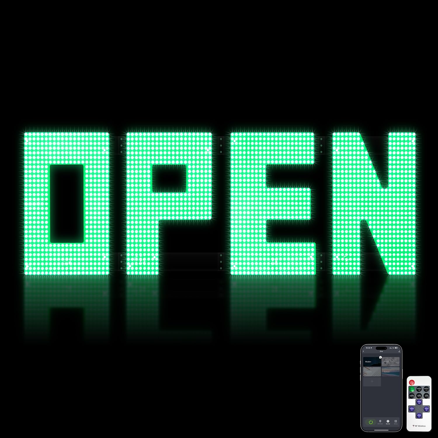 Snapklik.com : 50"x17" Jumbo LED Open Sign Bluetooth And Remote Control ...