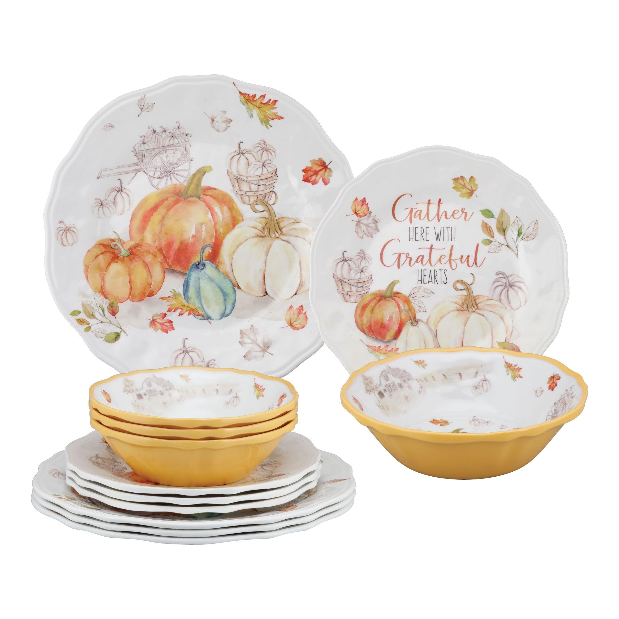 Snapklik.com : UPware 12 Piece Pumpkin Season Melamine Dinnerware Sets