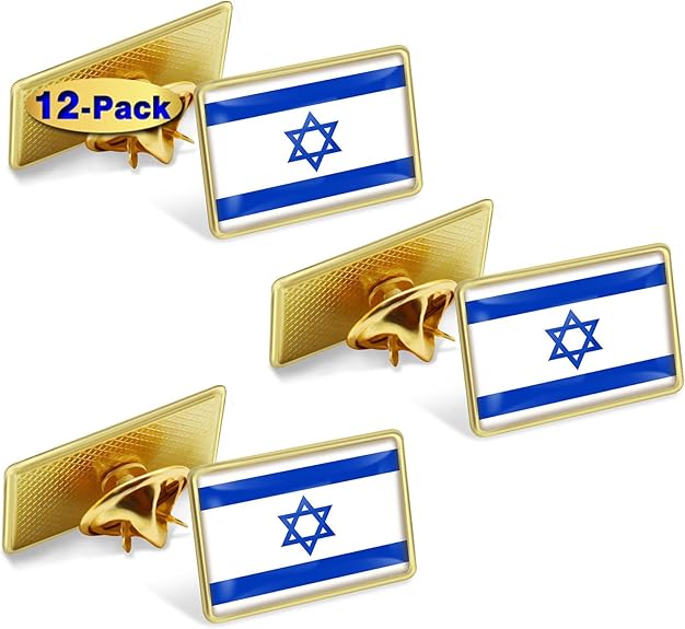 Amazon.com: 12 Pack Small Israel Flag Lapel Pins Bulk - Metal Israeli Pins Brooch Badge Souvenir ...