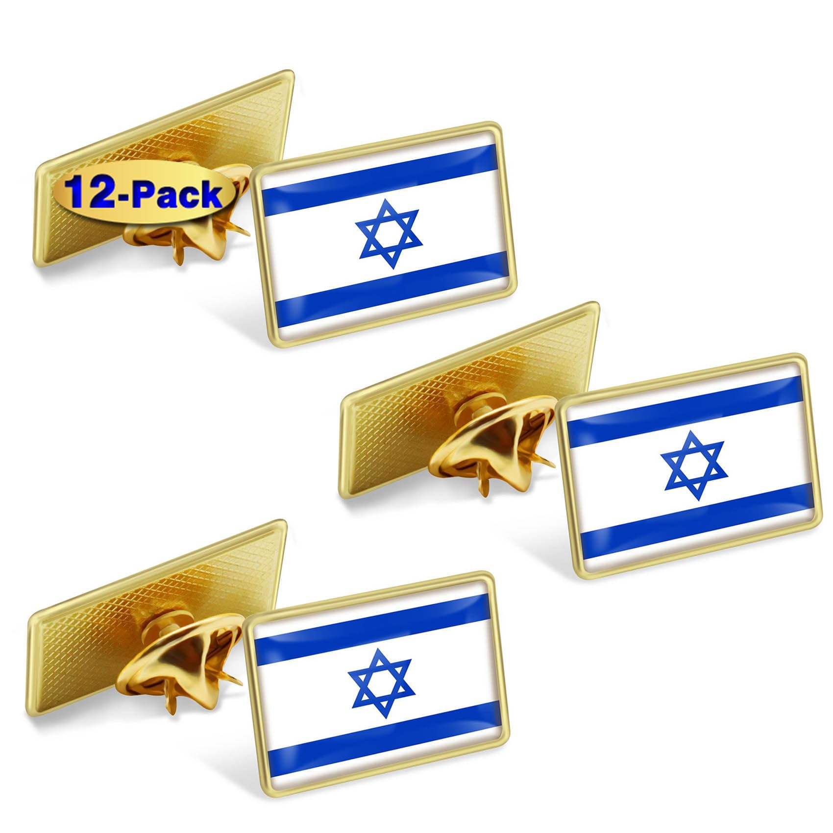 Amazon.com: 12 Pack Small Israel Flag Lapel Pins Bulk - Metal Israeli ...