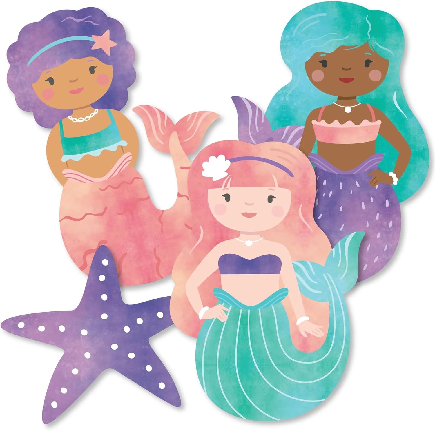 Amazon.com: Big Dot of Happiness Mermaid Party Paper Cutouts – Double ...