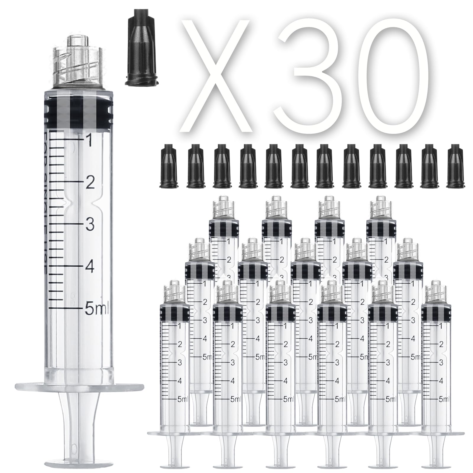 Snapklik.com : 30 Pack Luer Lock 5ml Syringe Without Needle Plastic ...