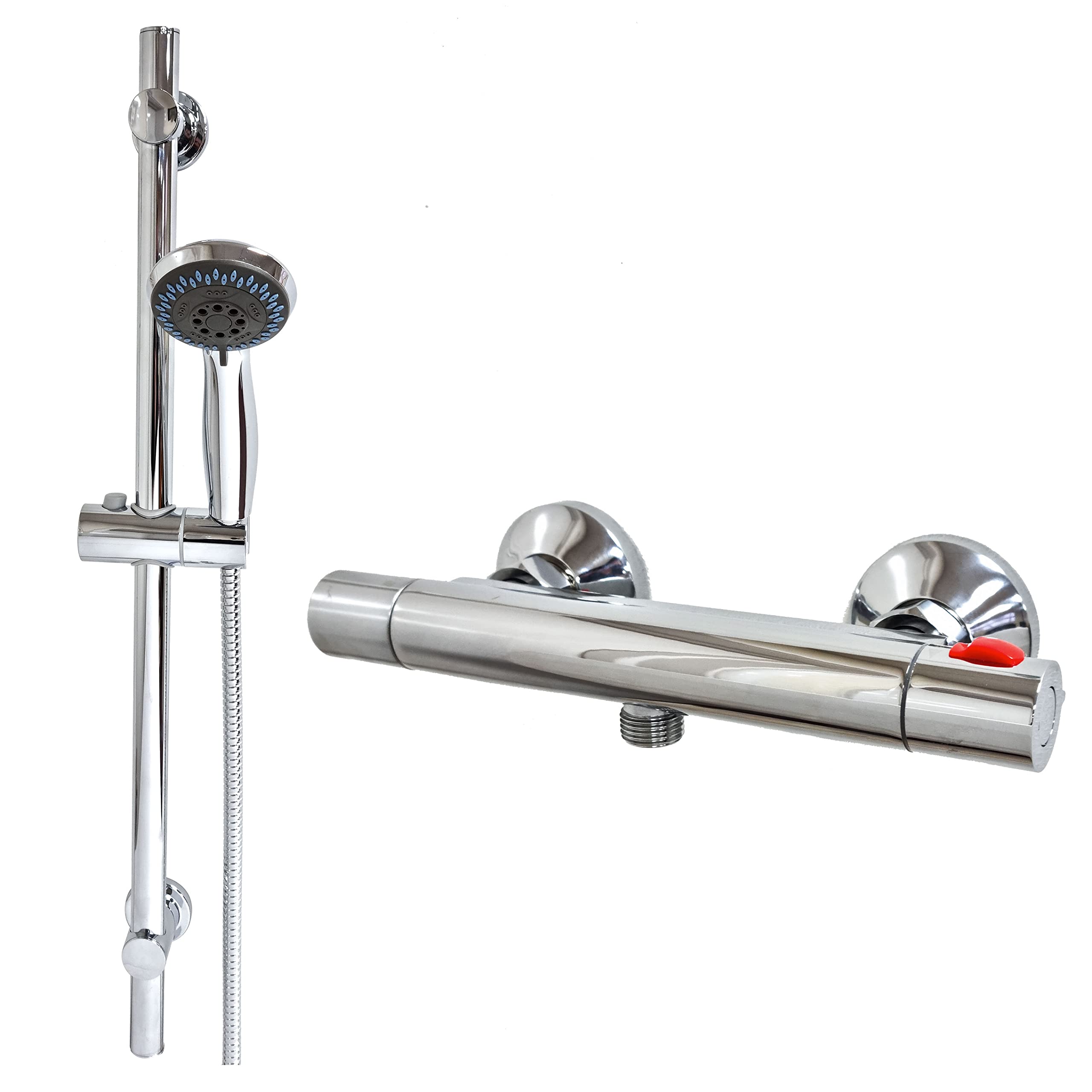 Buy EcoSpa Regal Thermostatic Exposed Bar Shower Mixer Valve with Option of Kit (Valve and Riser ...