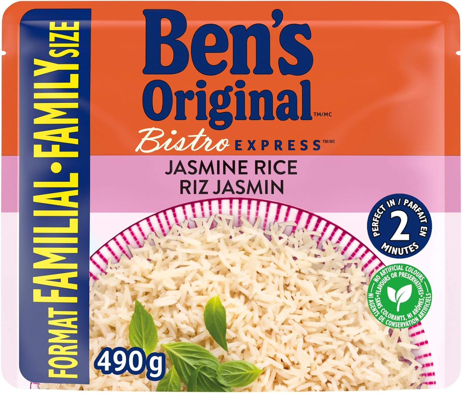 BEN'S ORIGINAL BISTRO EXPRESS Jasmine, Long Grain Rice and Side Dish, 490g Family Size Pouch ...