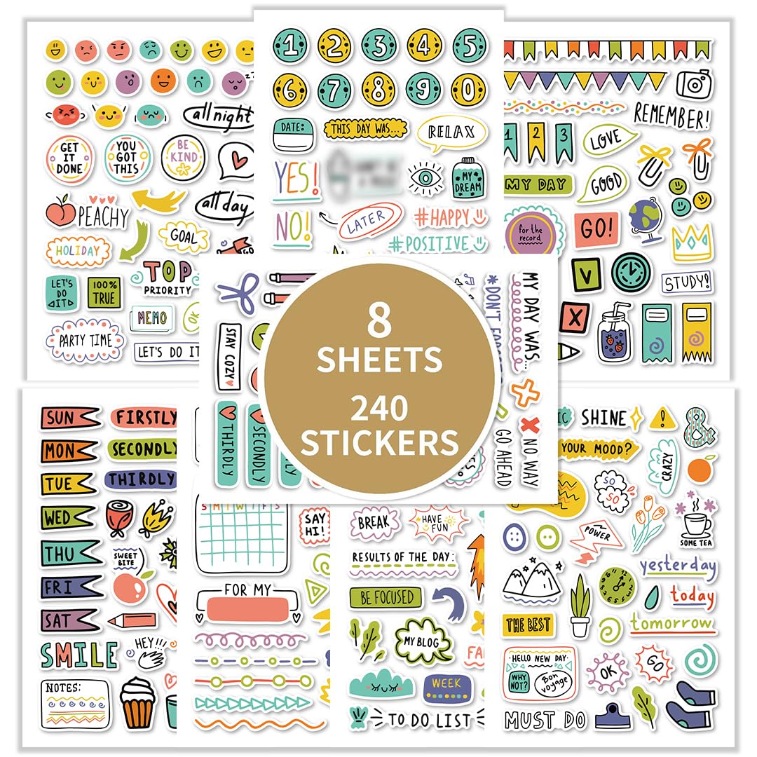 Amazon.com: Zayookey 8 Sheet Daily Planner Stickers 240 Cute Self ...
