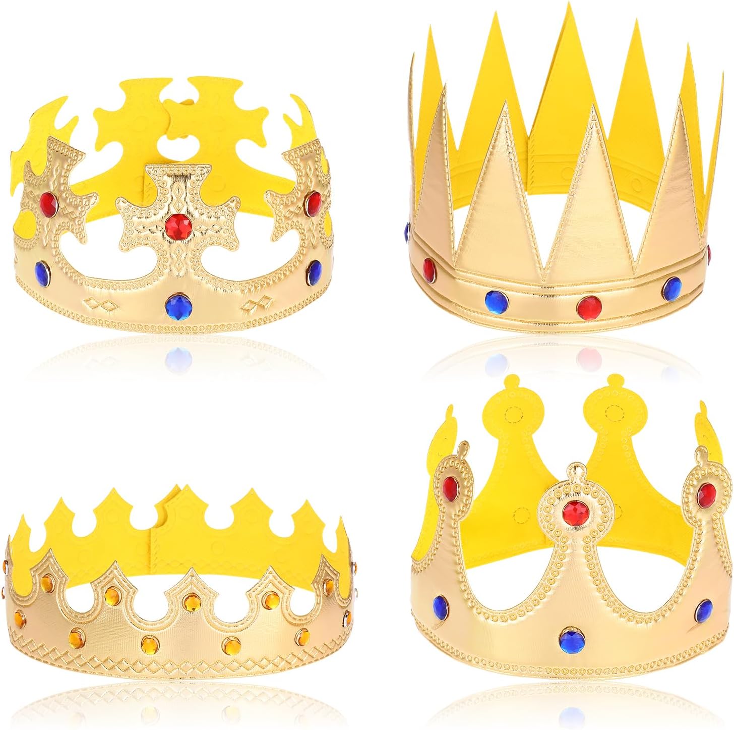 Amazon.com: Hariendny 4 Pcs Golden King Crowns Prince Princess Crowns ...