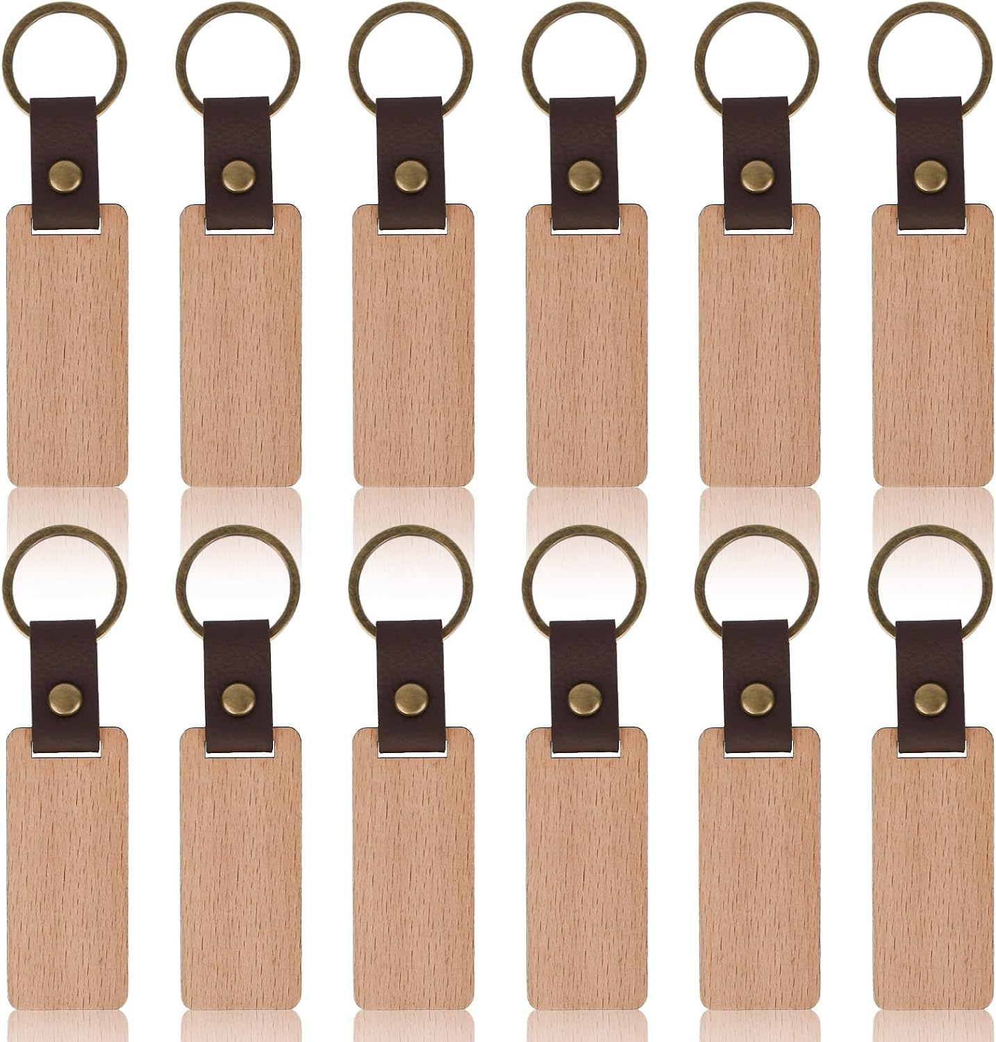 QHSXMQ 12Pcs Wooden Keychain Blanks, Laser Engraving Blanks, Wooden ...