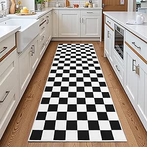 Amazon.com: Terrug Black and White Checkered Runner Rug for Bedroom ...