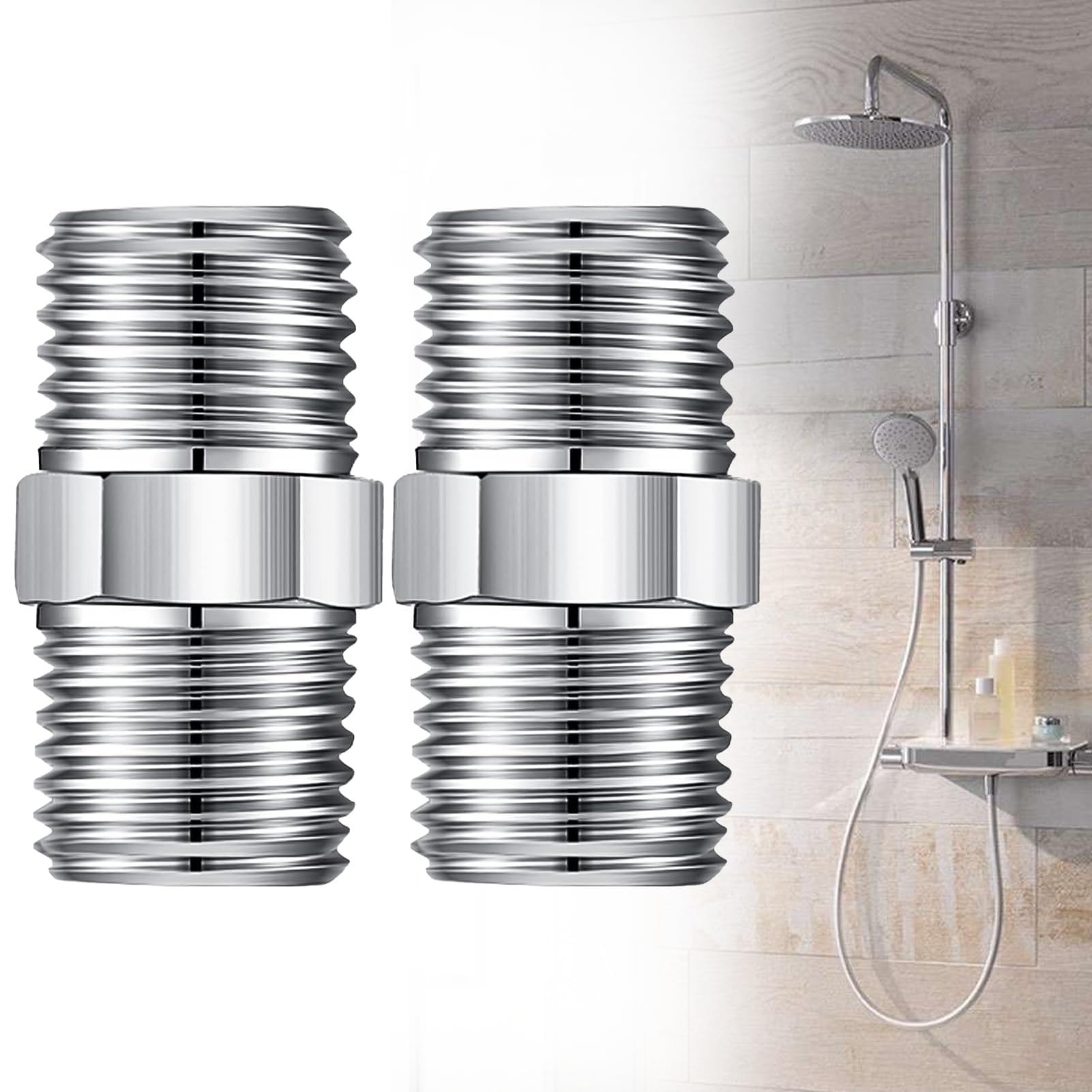 2 Pcs Shower Adapter, Shower Hose Connector, Shower Head Extension ...