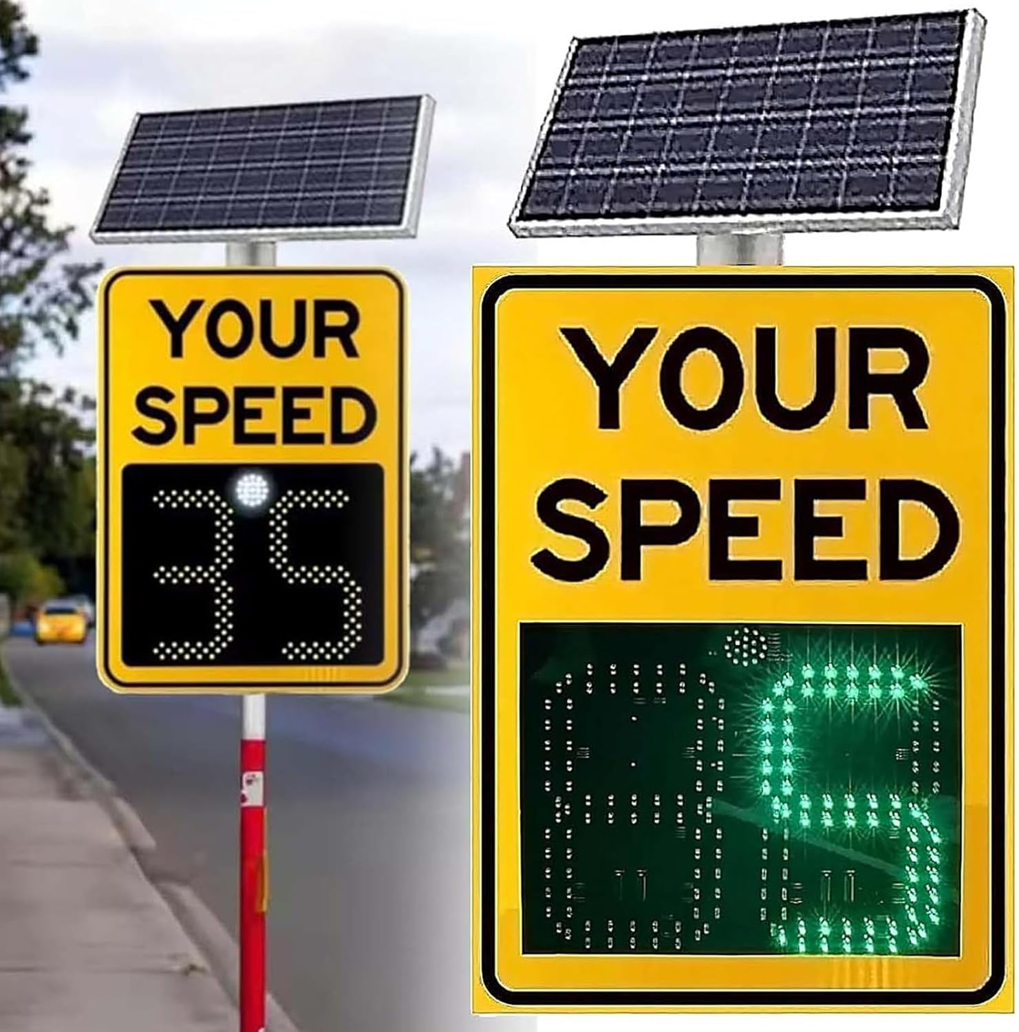 50 * 70cm/60 * 90cm/60 * 120cm Solar Powered Radar Speed Feedback Sign ...