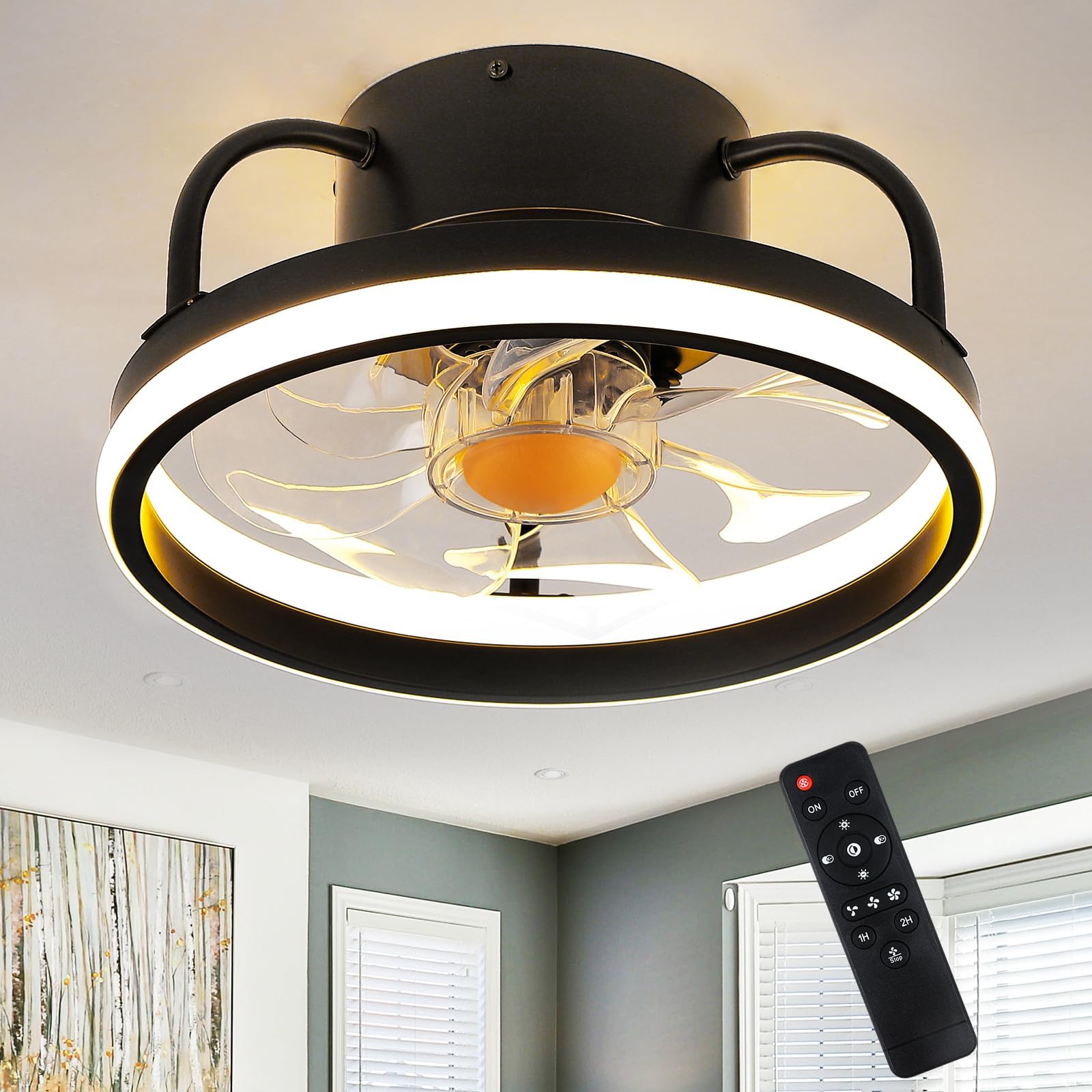 Mpayel 22" Small Ceiling Fans with Lights and Remote - Flush Mount ...