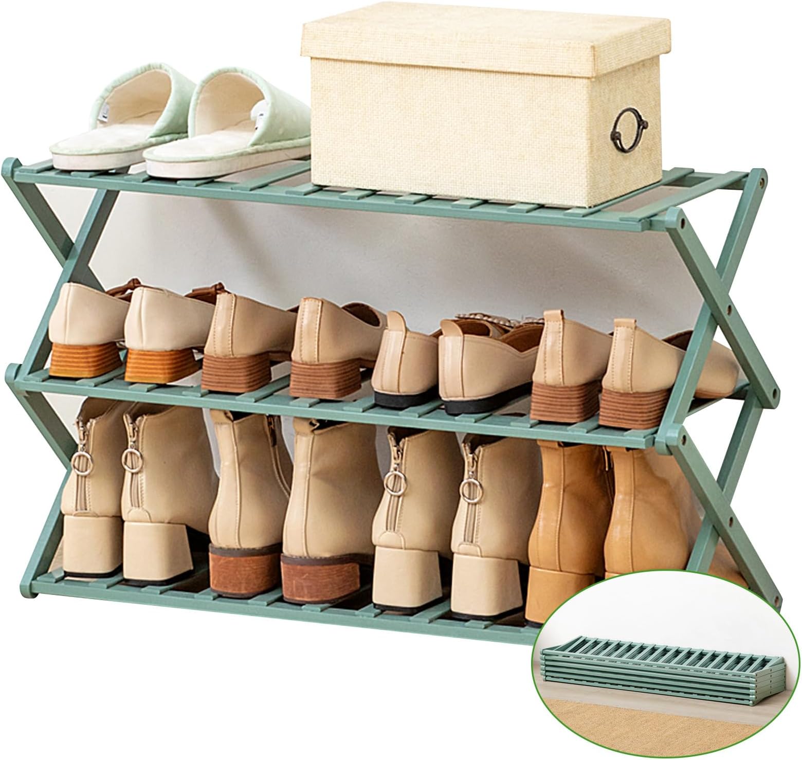 Amazon.com: Ten&Blessings 3 Tier Shoe Rack for Entryway - Free Standing ...