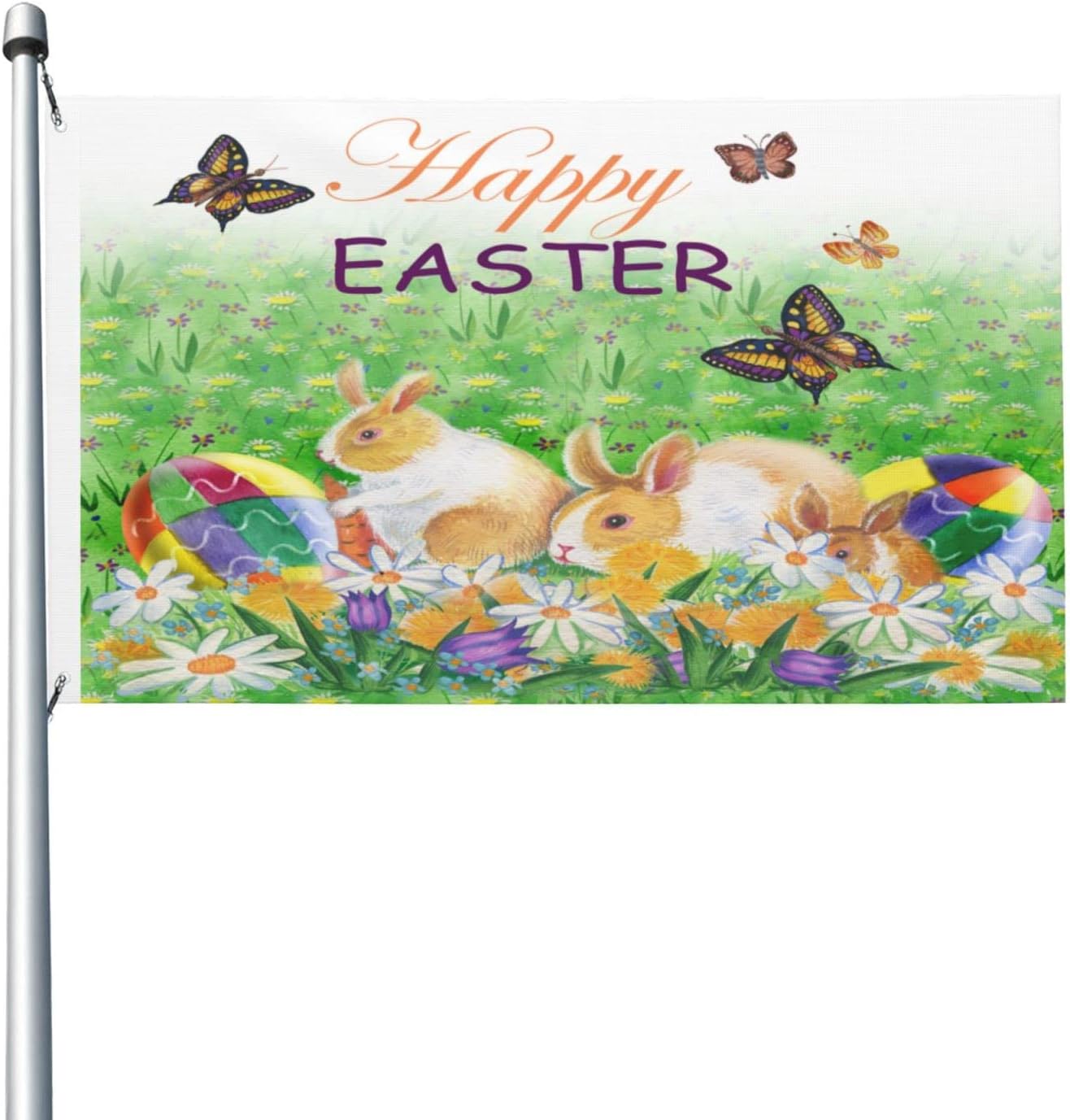 Amazon.com: Easter Bunny Eggs Spring Flag 3X5 FT Double Sided Holiday ...