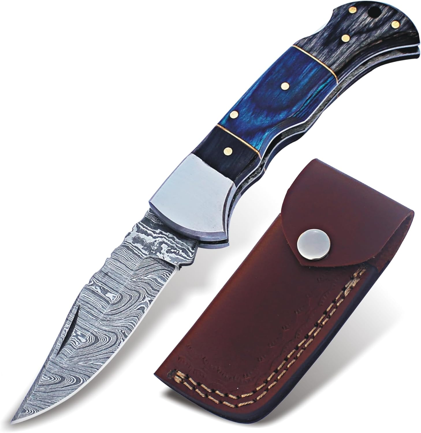 Amazon.com : G K ENTERPRISES Premium Damascus Folding Knife, Handmade ...