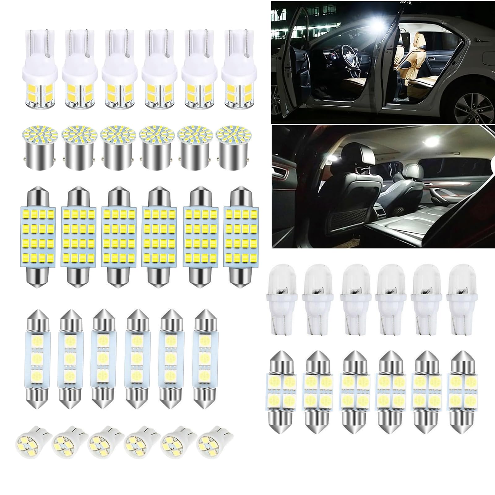 Amazon.com: Flygun 42 PCS Car LED Bulbs Kit, T10 Double-pointed Reading ...