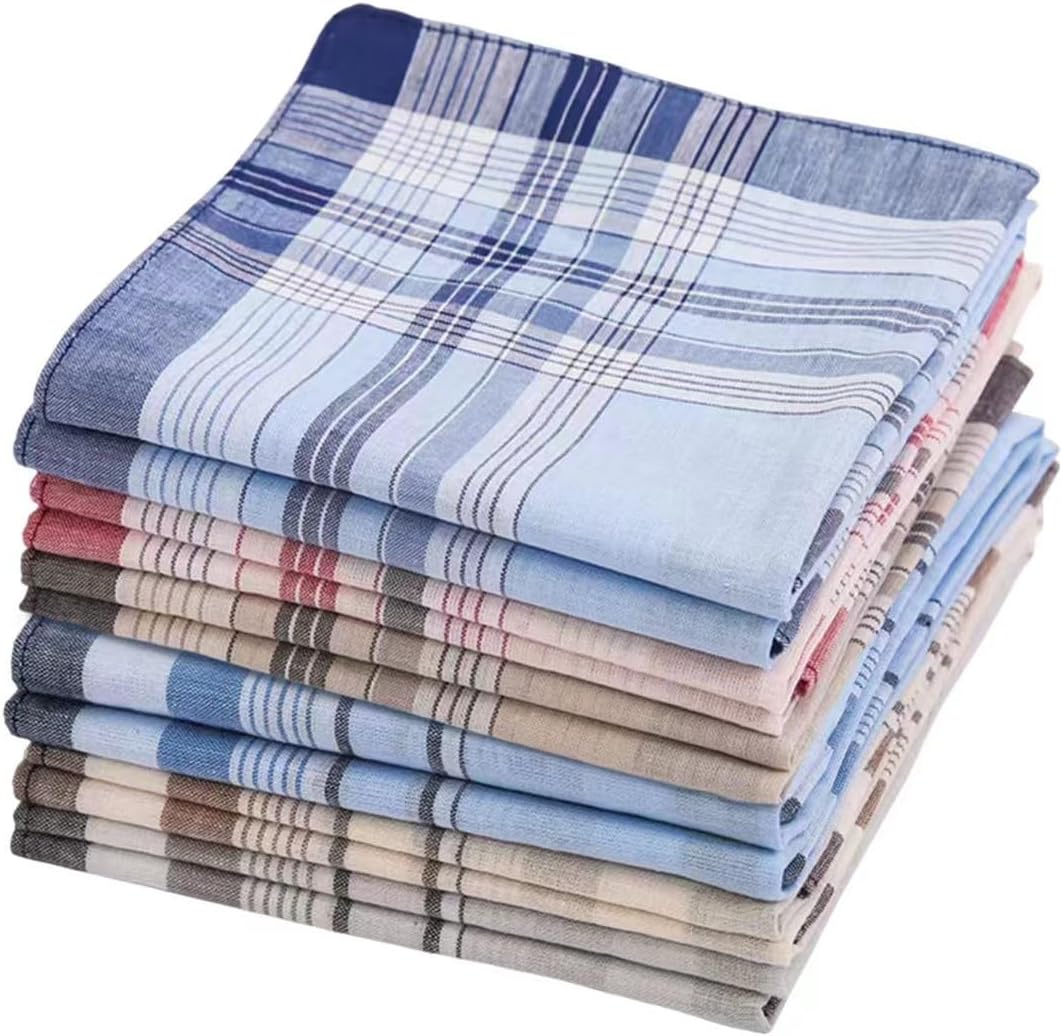 RDS HANKYTEX Men's Handkerchiefs 100% Cotton Checker Pattern 6 Pieces ...