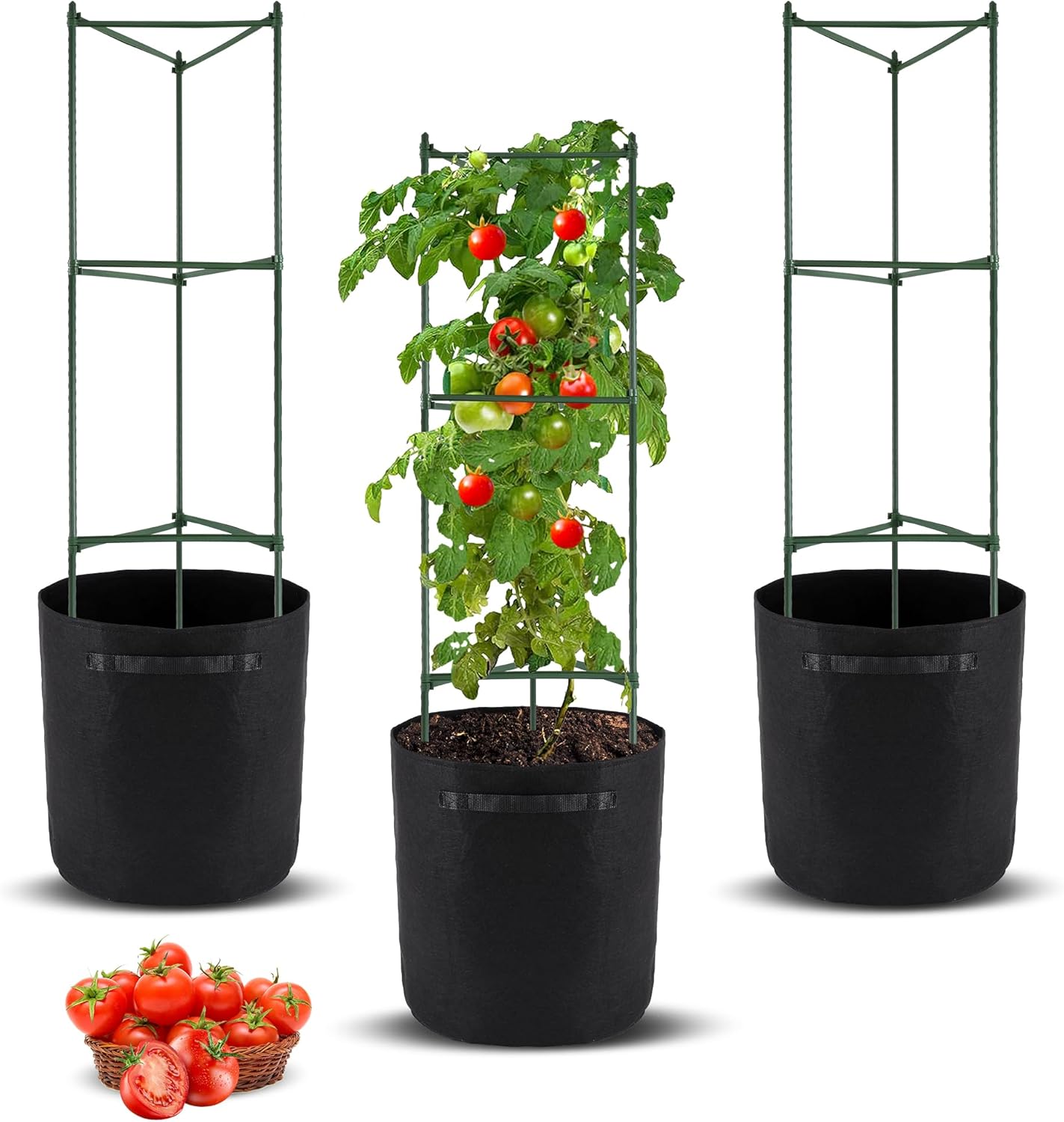 Amazon.com : 3 Pack Tomato Cage for Garden, 48“ Tomato Trellis with ...
