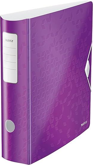 Leitz Lever Arch File, Metallic purple, A4, Curved spine 75mm width, Elastic fastening, Light ...