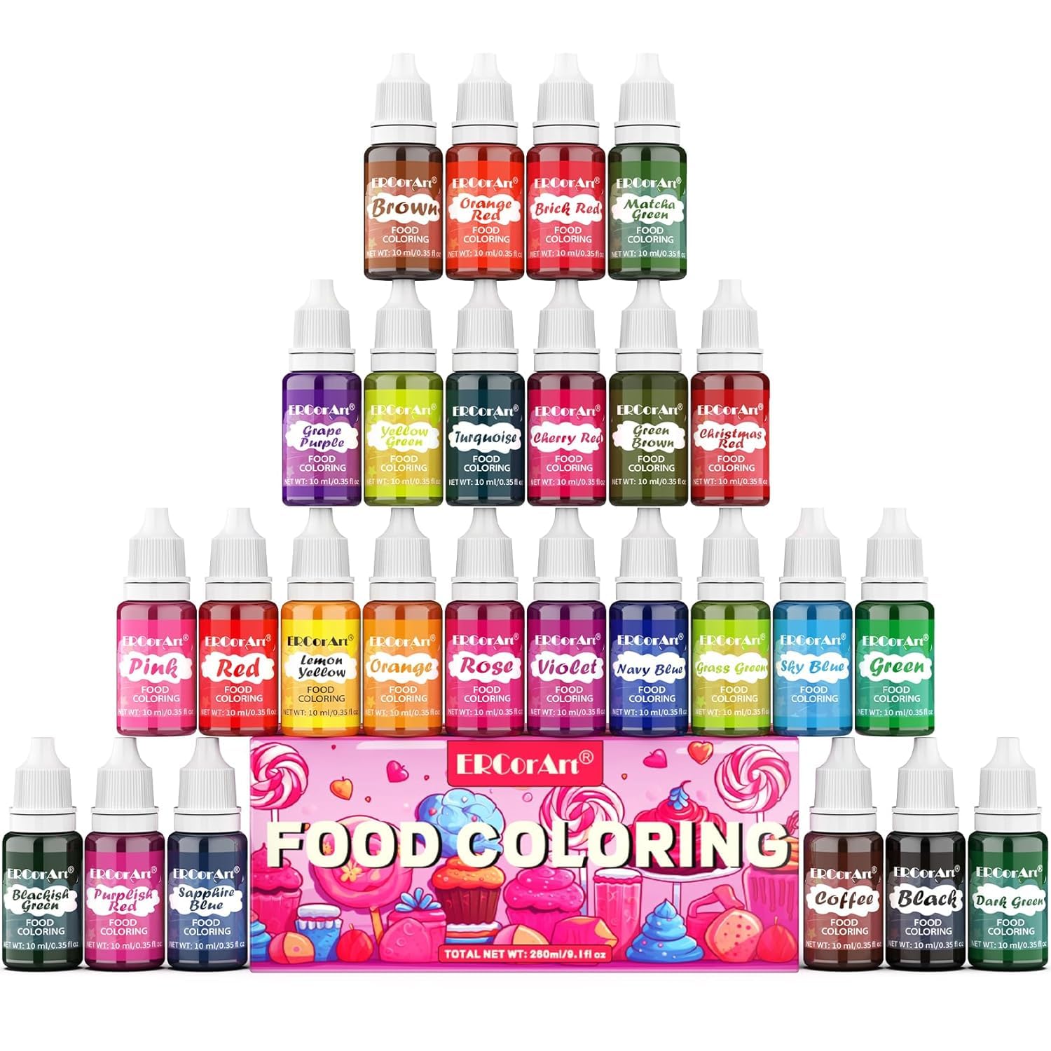 Amazon.com : Food Coloring - ERCorArt 26 Colors Food Coloring Liquid ...