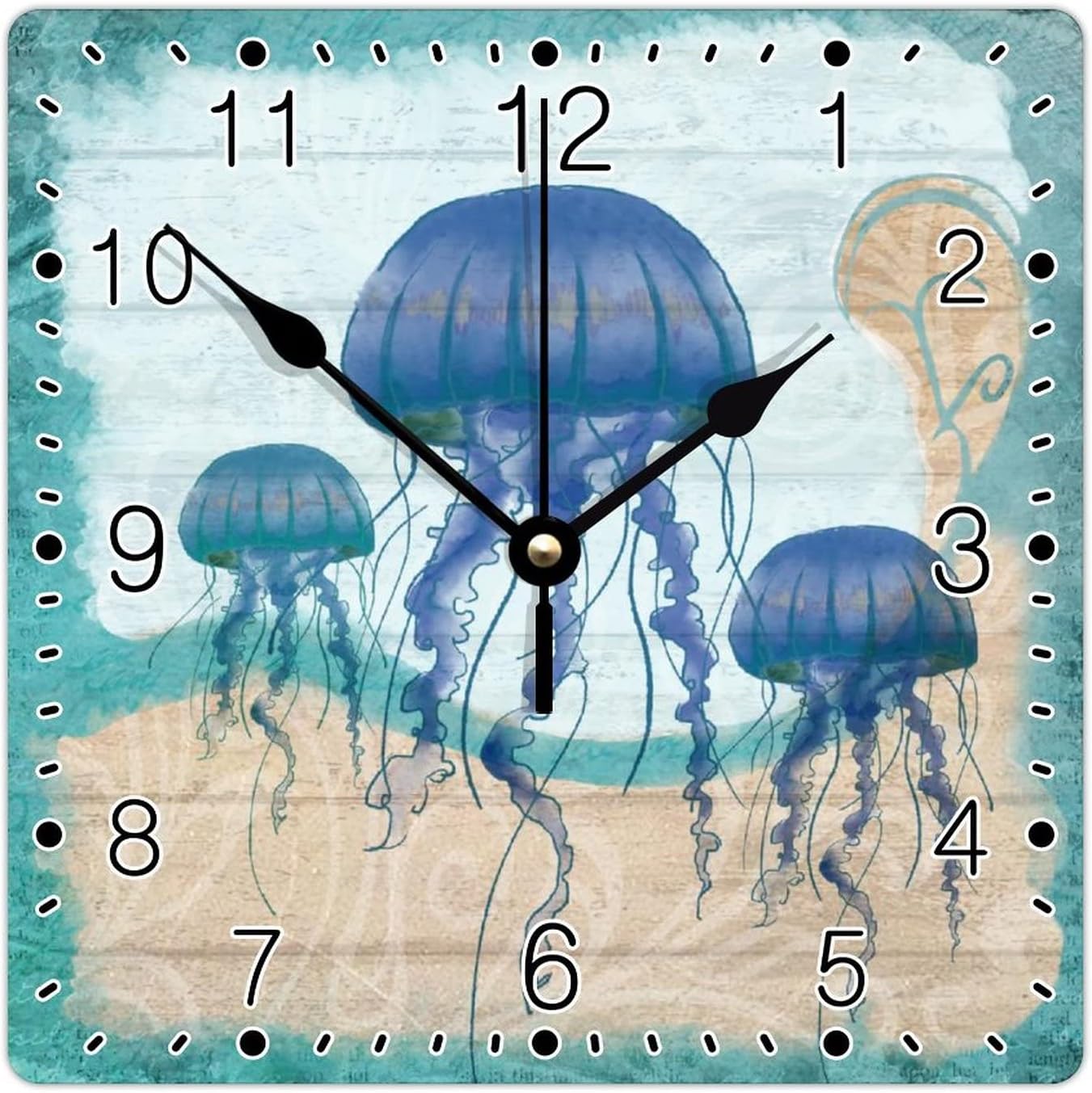 godblessign Rustic Jellyfish Sea Life Wall Clock Beach Decor Peace ...