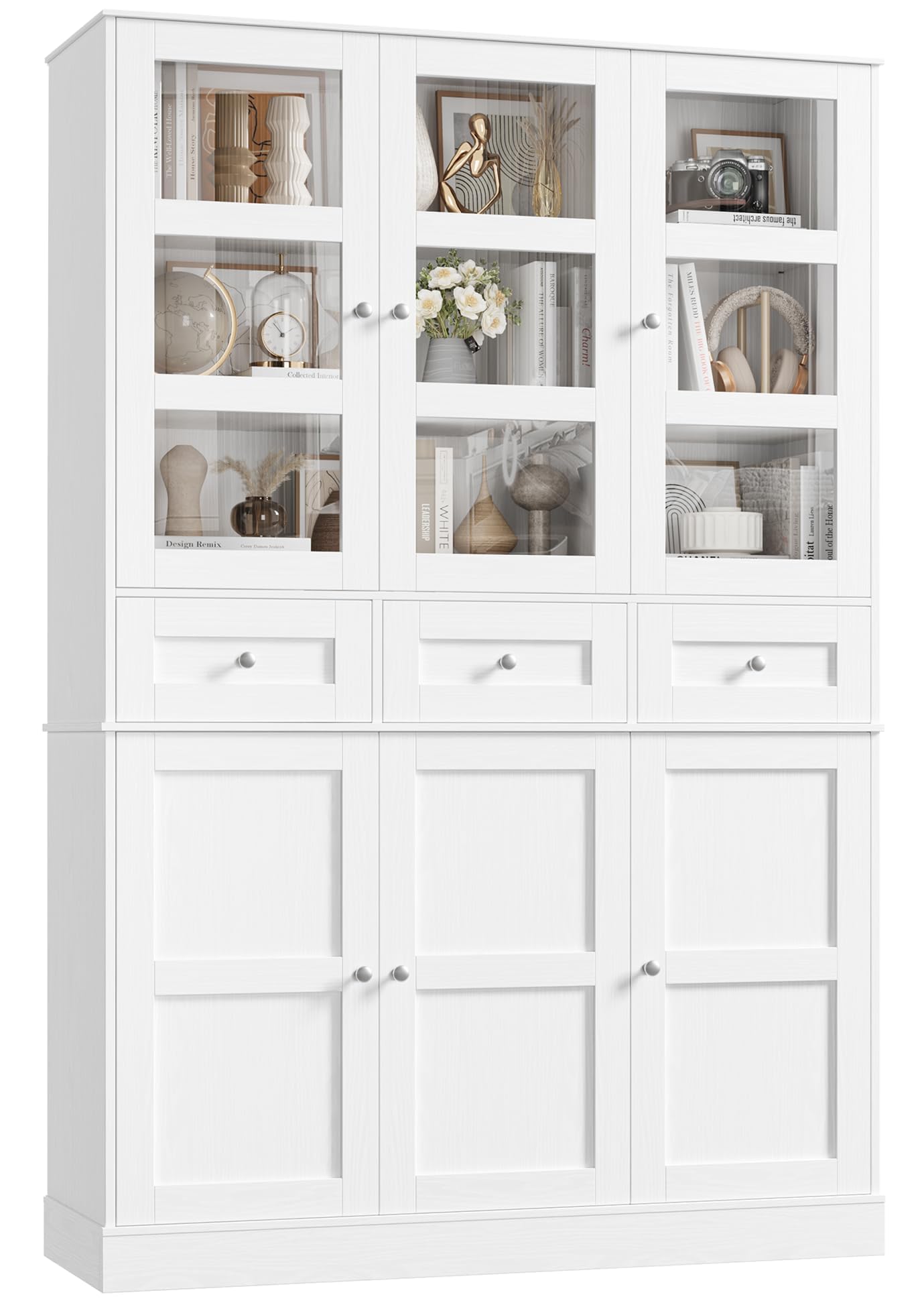 (box 2 of 2)HIFIT 71" Tall White Bookcase with Drawers, Large Wood ...