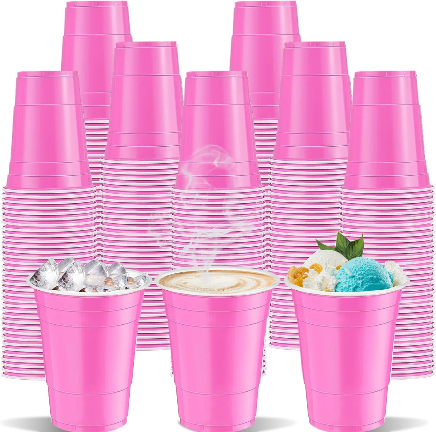Amazon.com: cssopenss 120 pcs 16 oz Pink plastic cups Pink plastic ...