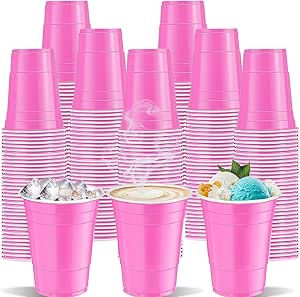 Amazon.com: cssopenss 120 pcs 16 oz Pink plastic cups Pink plastic ...