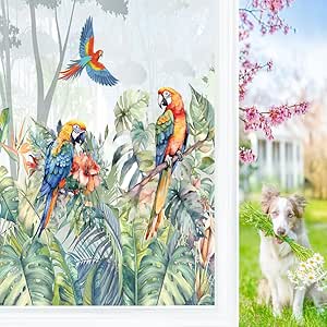Amazon.com: Abstract Misty Forest Parrot Window Privacy Film,Watercolor ...
