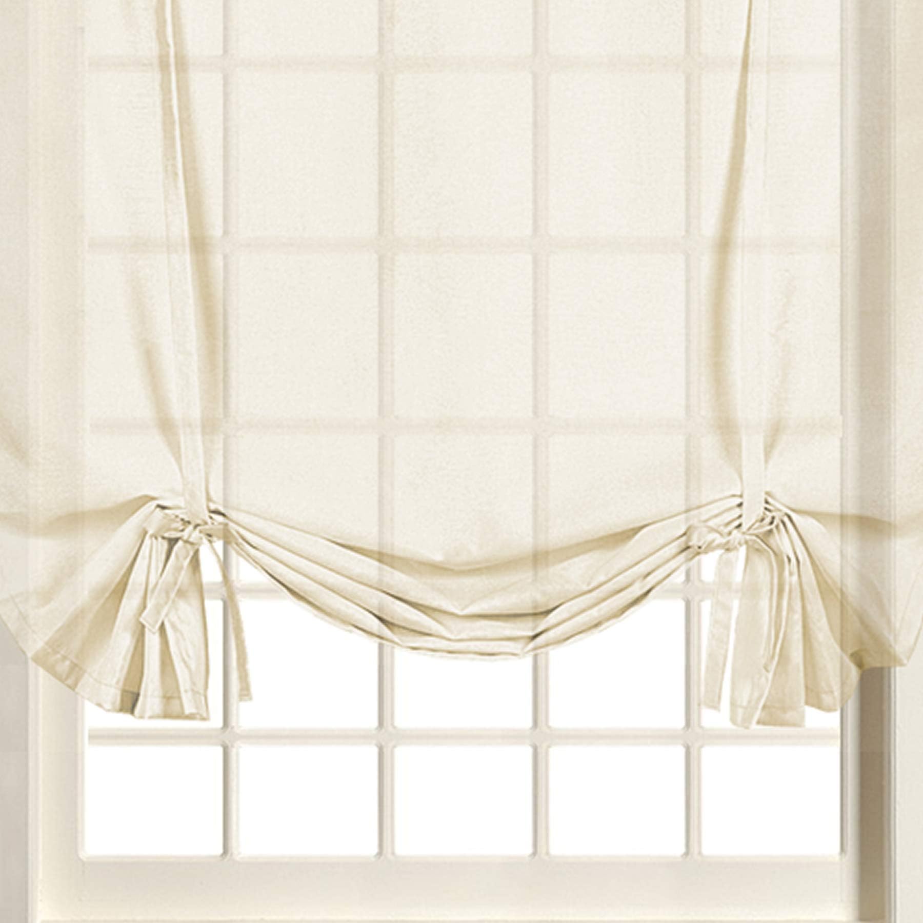Textile House Voile Plain Tie Blind Net Curtain Panels 59" Wide x 54 ...