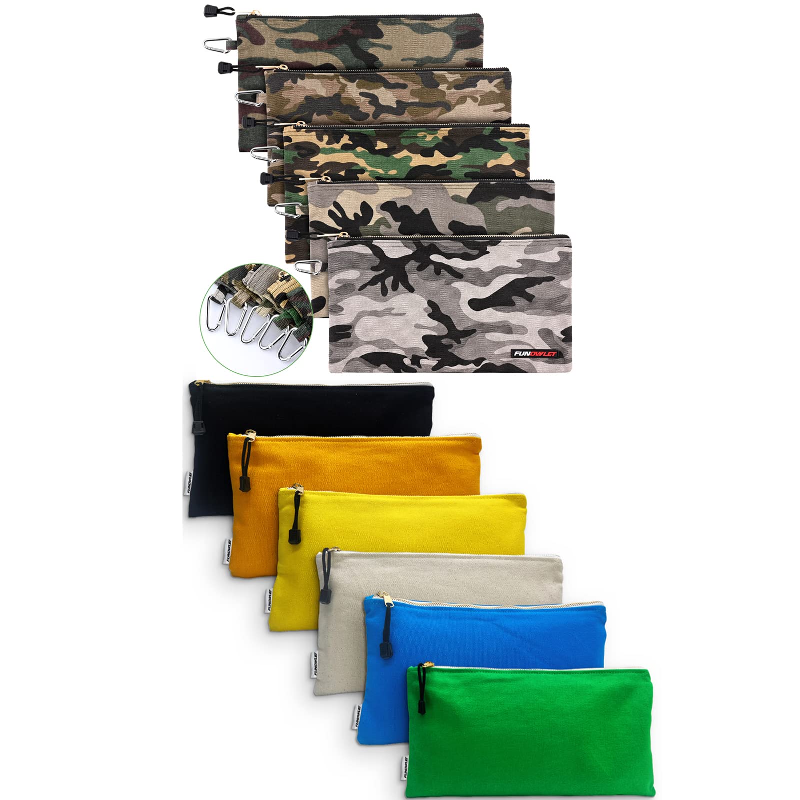 Canvas Tool Bag Zipper Pouch - 11 Pack Heavy Duty Tools Utility Pouches ...