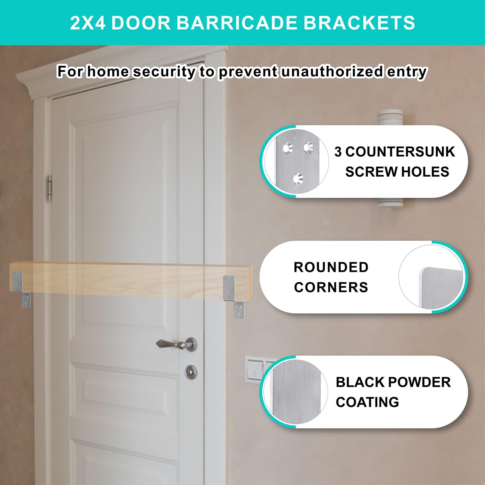 Snapklik.com : KSWLOR 2x4 Door Barricade Brackets2PCS Heavy Duty ...