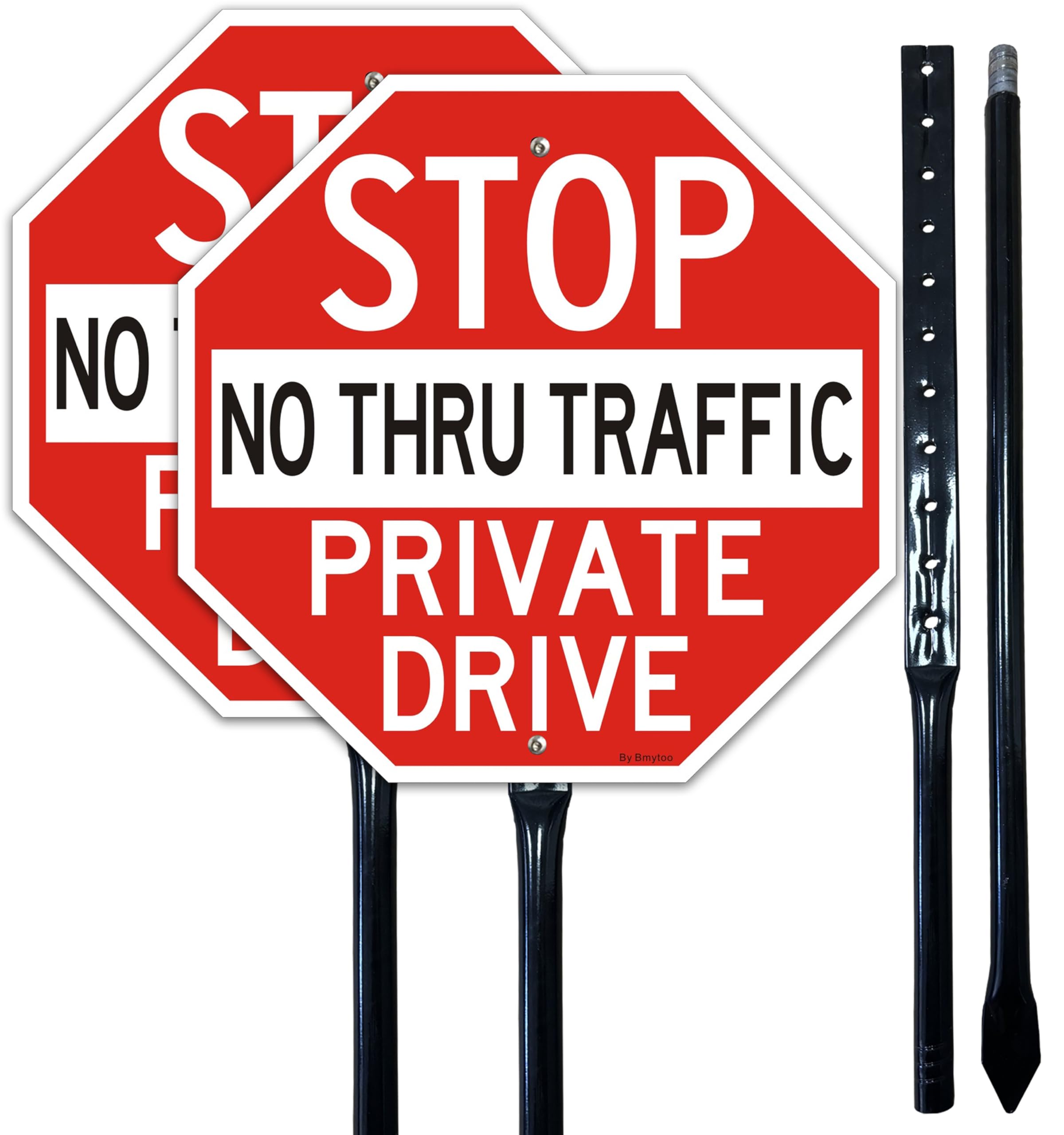 Amazon.com: 2Pack Large Stop Sign Private Drive Sign No Thru Traffic ...