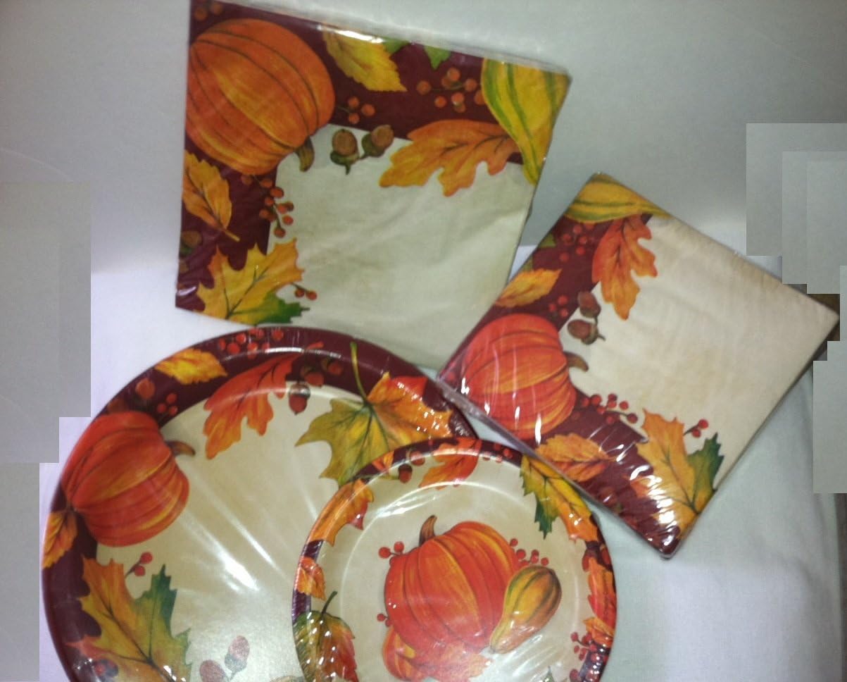 Amazon.com: Harvest ~ Fall Leaves ~ Paper Dinnerware Set ~ Dinner ...