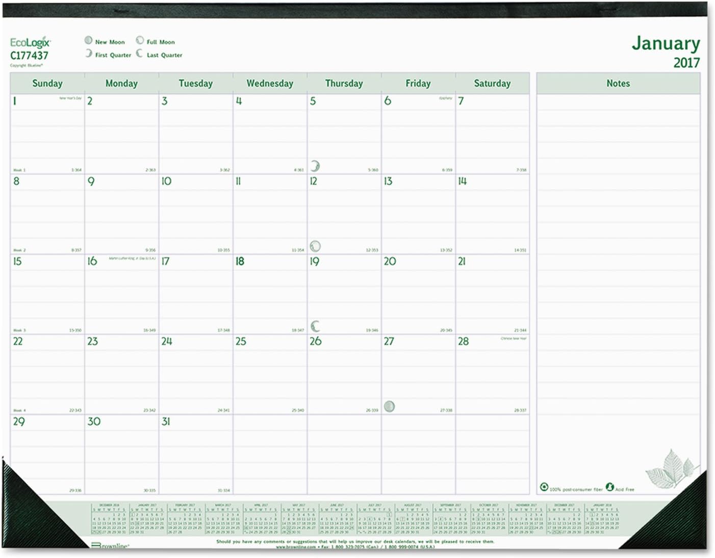 Amazon.com : REDIFORM C177437 EcoLogix Monthly Desk Pad Calendar 22 x ...