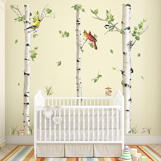Amazon.com: decalmile Large Birch Tree Wall Decals White Tree Forest ...