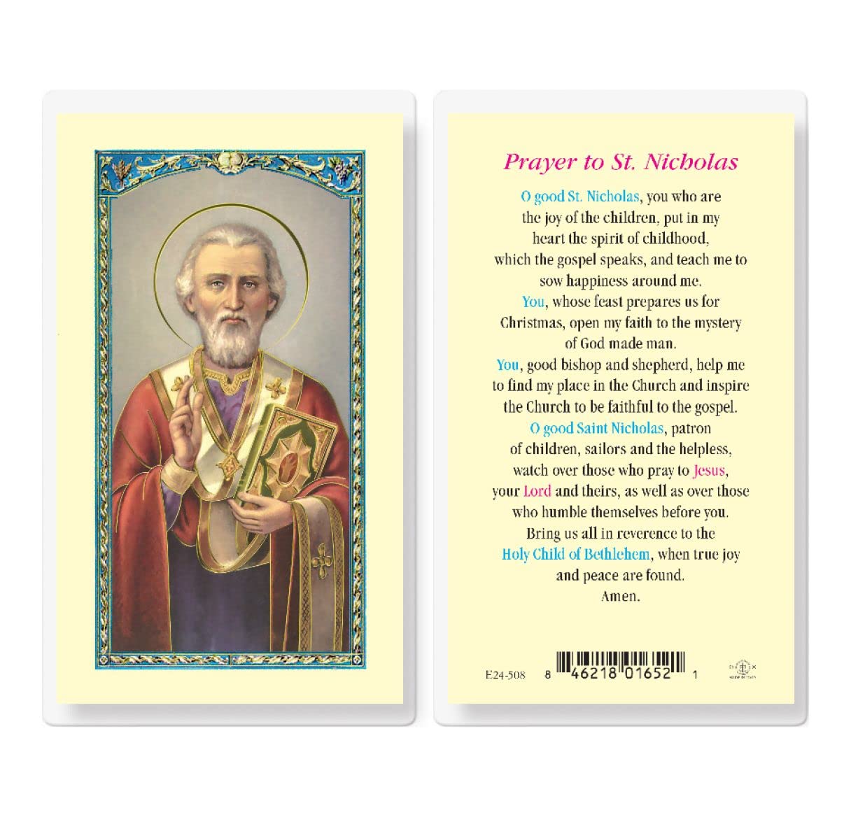 Amazon.com : Prayer to St. Nicholas Laminated Holy Cards, 25-Count ...