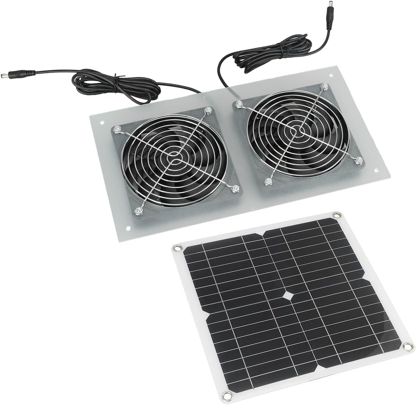 Ventilador con Panel Solar, Kit de Ventilador Dual con Energía Solar ...