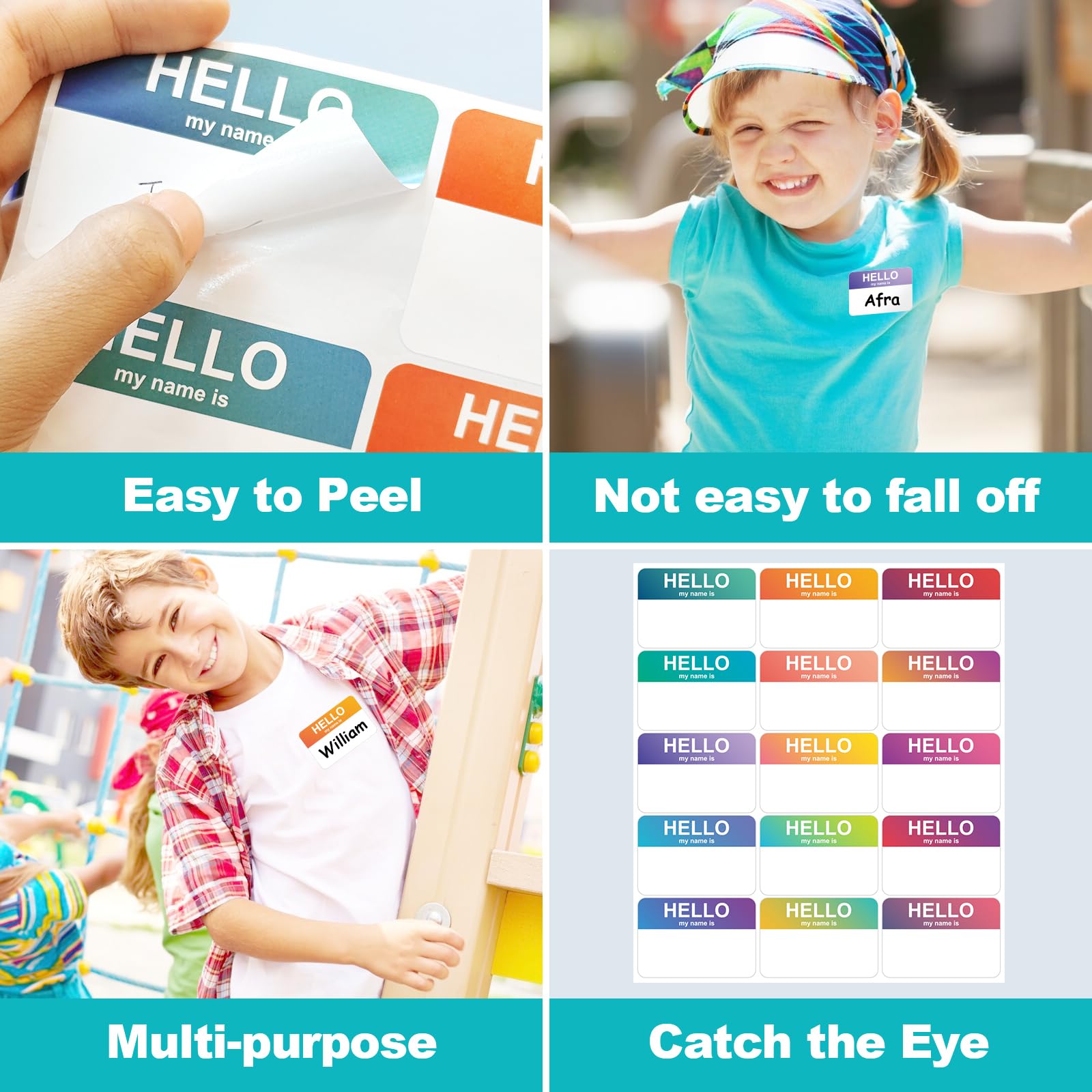 Snapklik.com : Kingtac "Hello My Name Is" Colorful Name Tag Labels 375 ...