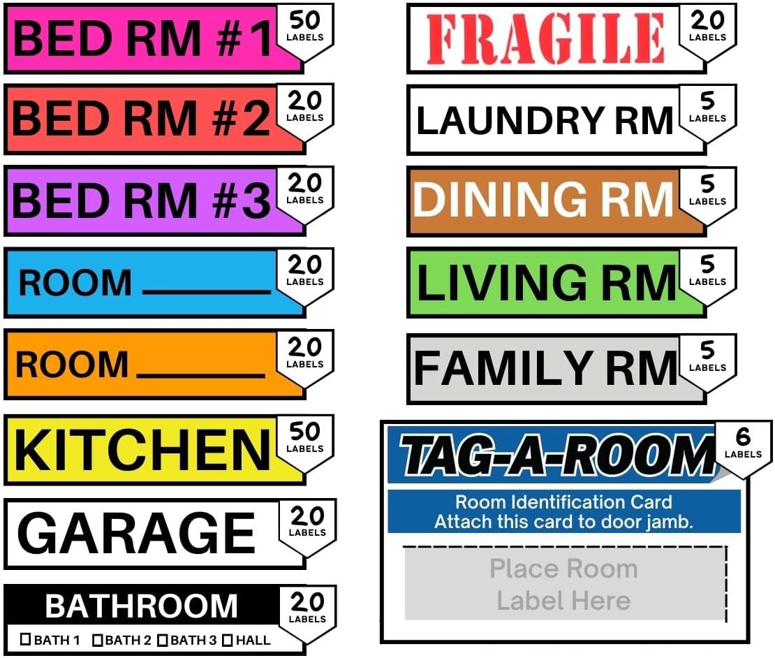 Amazon.com : Moving Labels for Boxes Color Coded Moving Stickers (260 ...