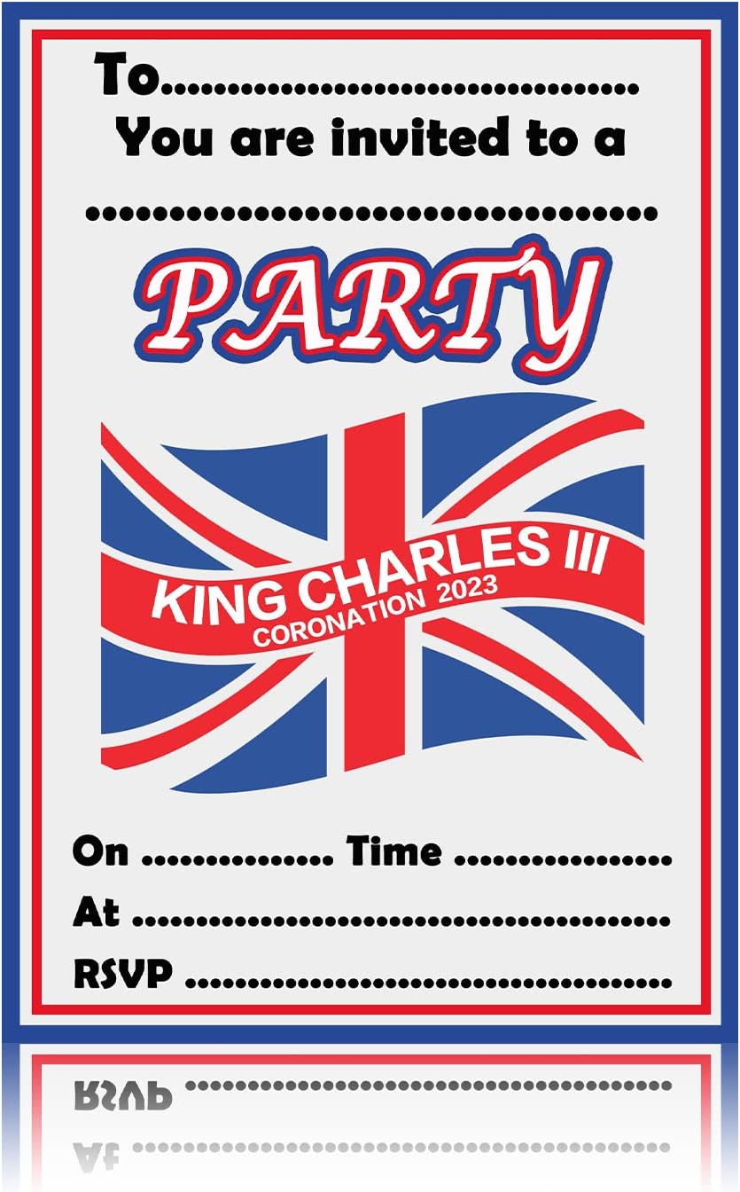 Siqian 10pcs Coronation Party Invitations 2023, King Charles III Flags ...