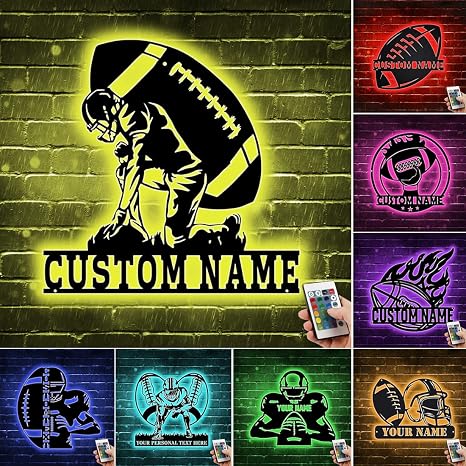 Personalized Metal Football Wall Neon Sign Football Sign Football LED ...