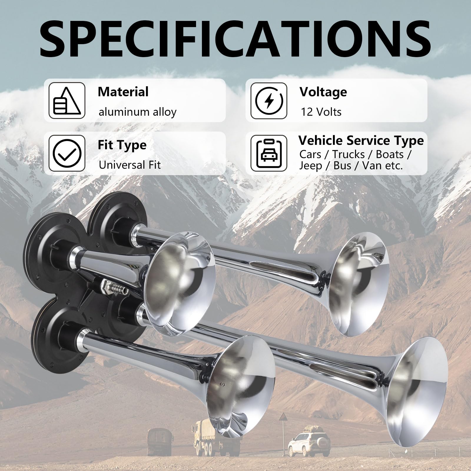 Snapklik.com : BANHAO Truck Air Horn 4 Trumpet Train Horns Kit For ...